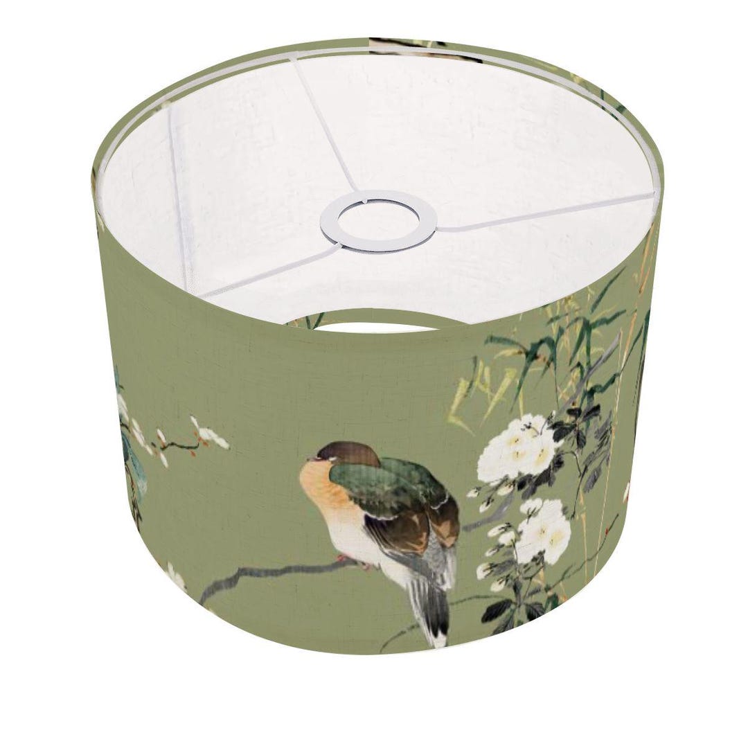 Green Japanese Bird Lamp Shade, Ukiyo-e Bird Nature, Asian Accent Arc ...