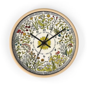 Linnaeus's Flower Wall Clock, Botanical Flower Chart, Interior Wall ...