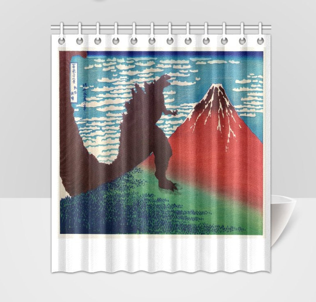 Godzilla Mt-fuji Japanese Shower Curtain Japan Lover Gift for Him Man ...