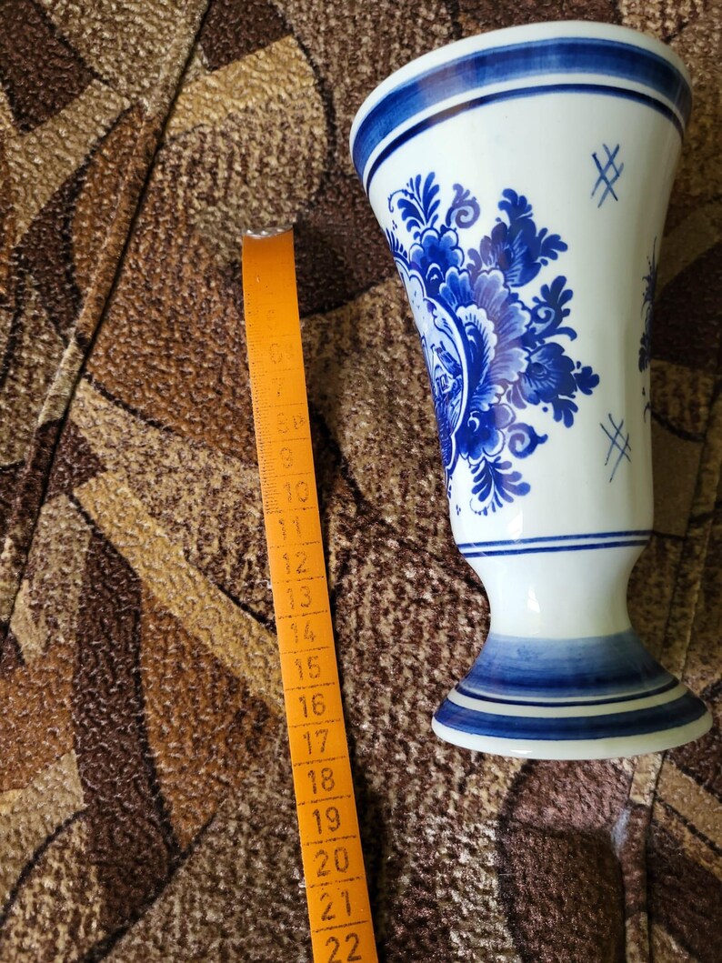 Hand-painted Delft Blue Holland Vase – Vintage Dutch Ceramic Tulip Vase ...