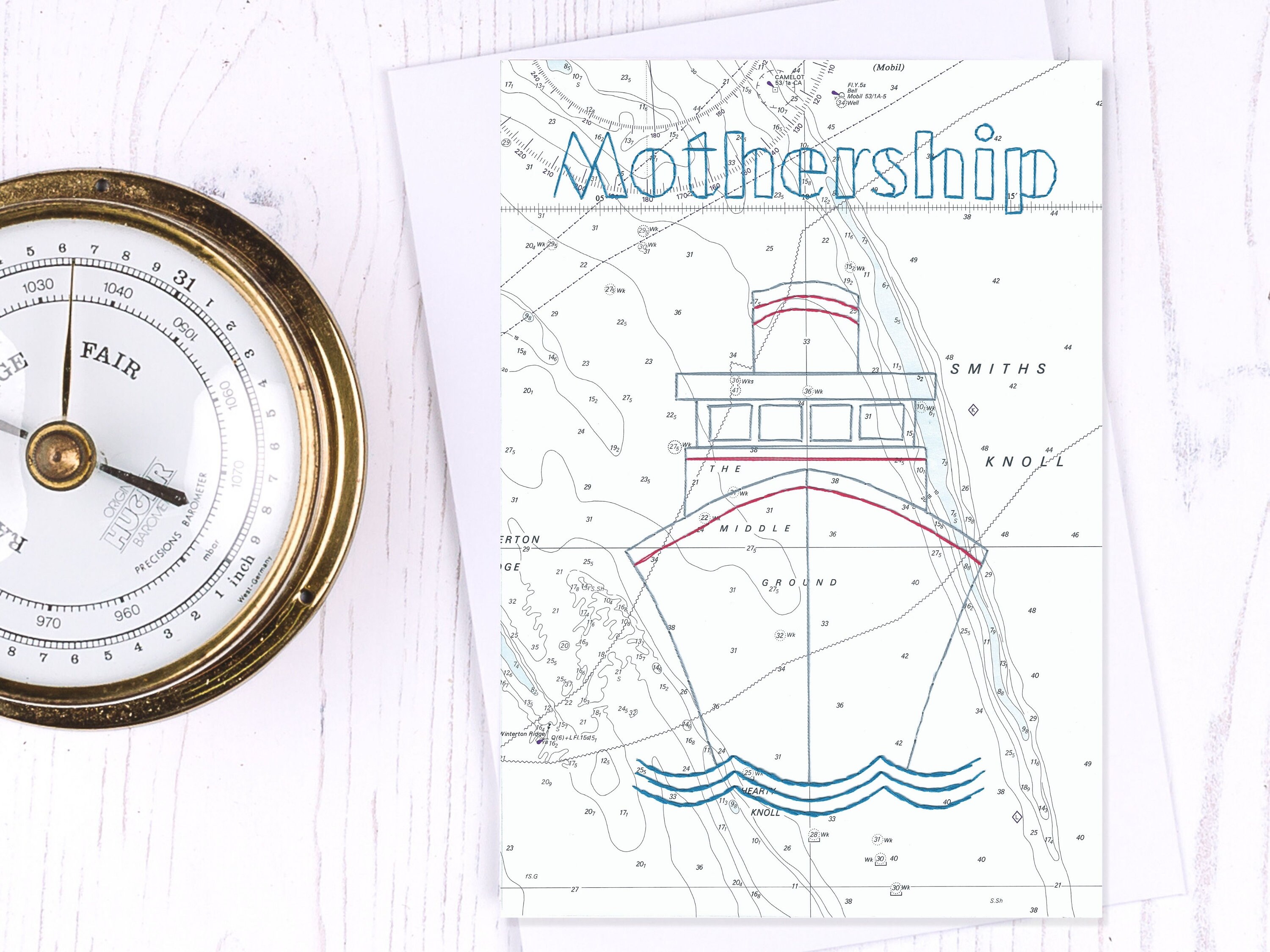 Mothership Card, Nautical Map Card for Mum - Etsy