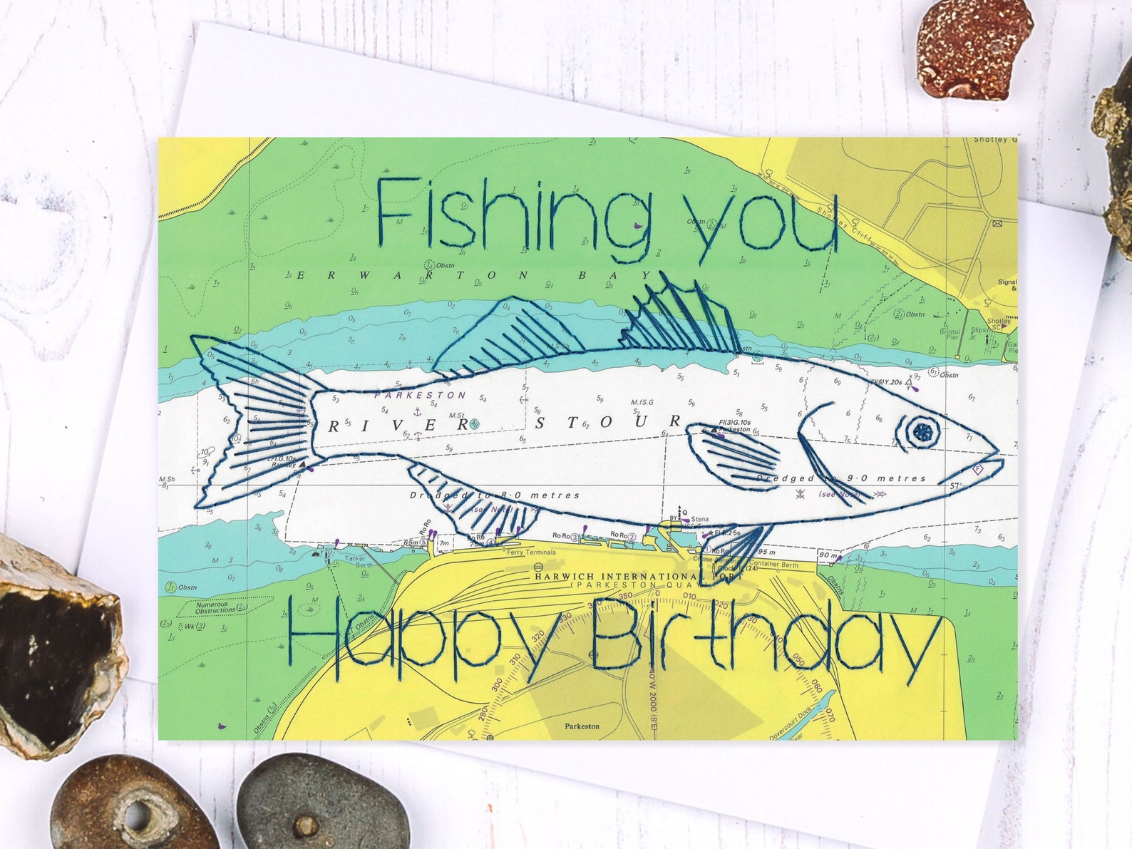 Fishing You Happy Birthday Sea Bass Fish Card - Etsy
