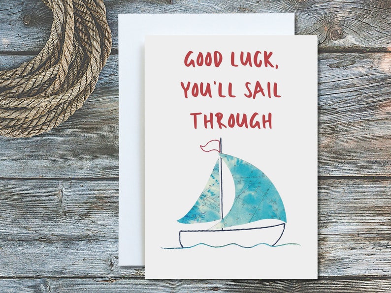 Good Luck Sailing Boat Card: Vintage Chart Art, Personalized A5 - Etsy