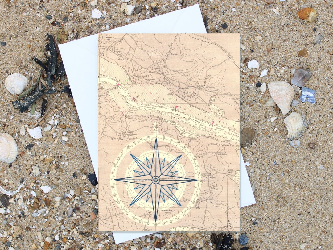 Vintage River Orwell Suffolk Nautical Compass Card - Etsy Österreich