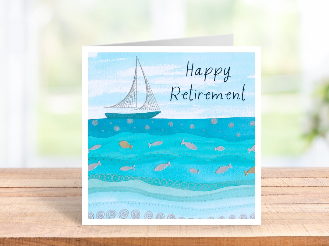 Happy Retirement Sailing Boat Card, Seascape Coastal Greetings Card ...