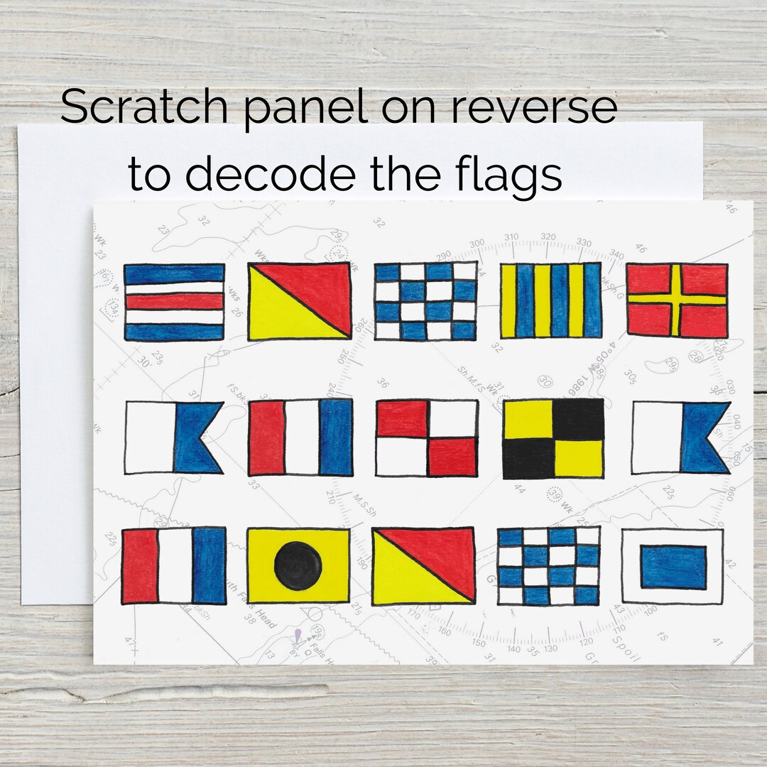 Nautical Flags Congratulations Card: Hidden Message Scratch Card - Etsy UK