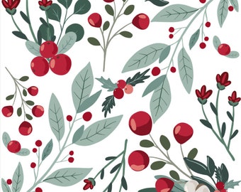 Holly Berry Fabric - Etsy