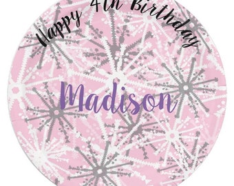 Pink Snowflake Plate - Etsy