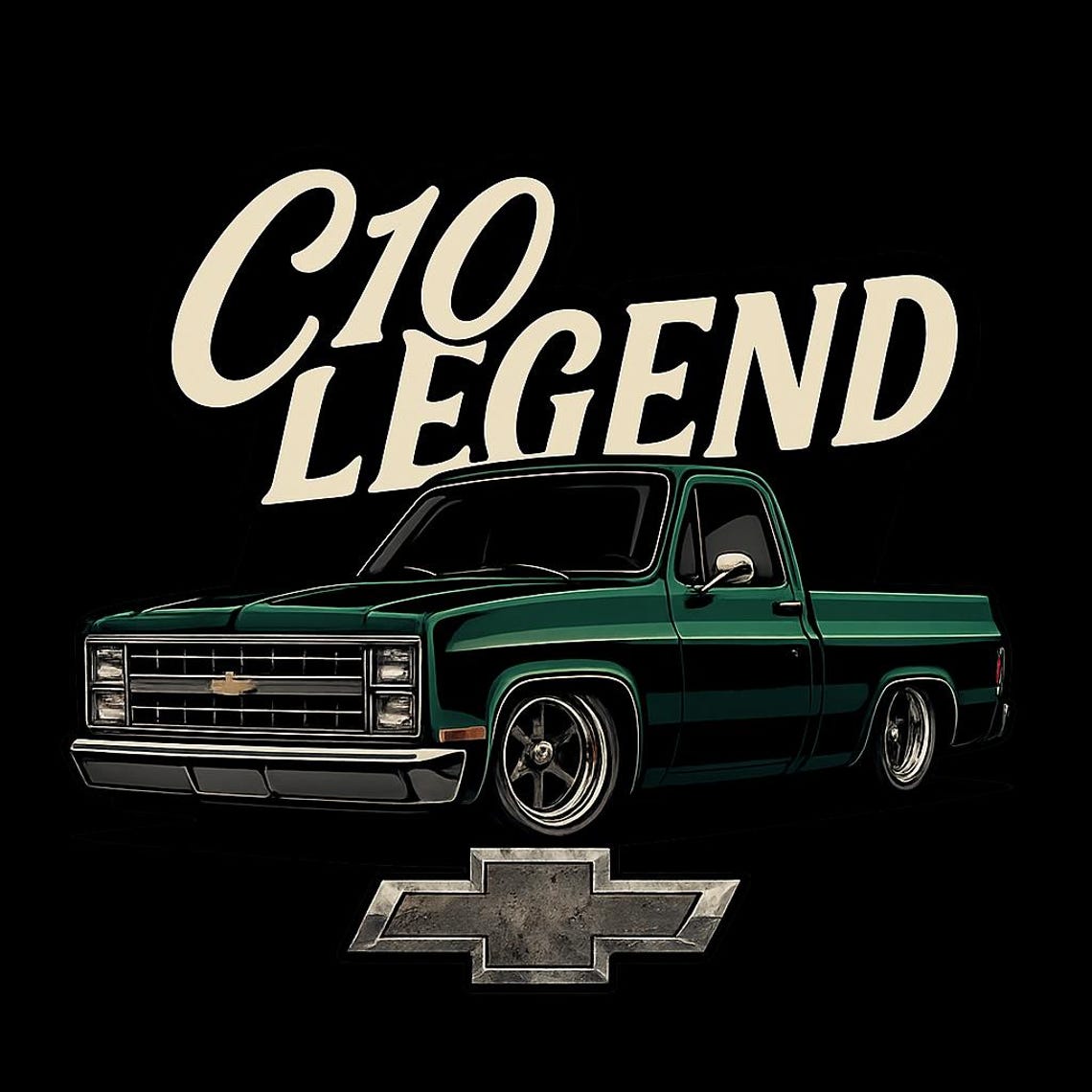 C10 LEGEND Chevy PNG | Metallic Green Square Body Vector | Distressed ...