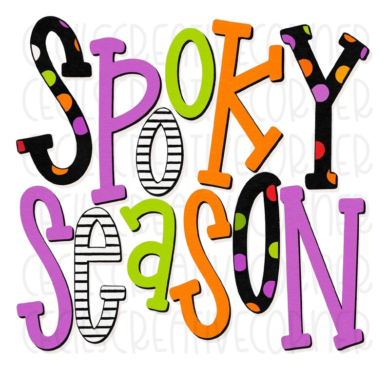Spooky Season PNG | Bright Halloween Lettering | Colorful 300 DPI ...