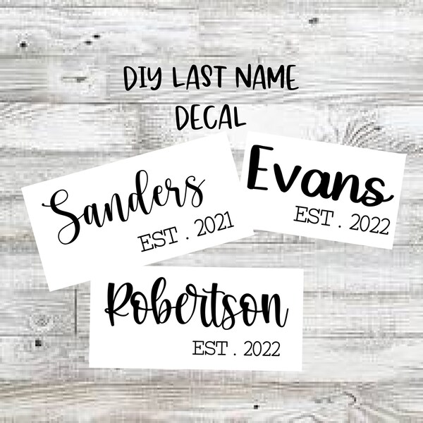 Last Name Decal - Etsy