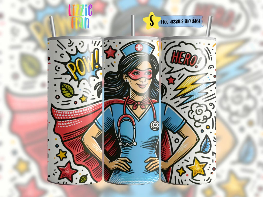 Superhero Nurse Seamless Tumbler Wrap 20oz PNG Medical Hero Digital ...