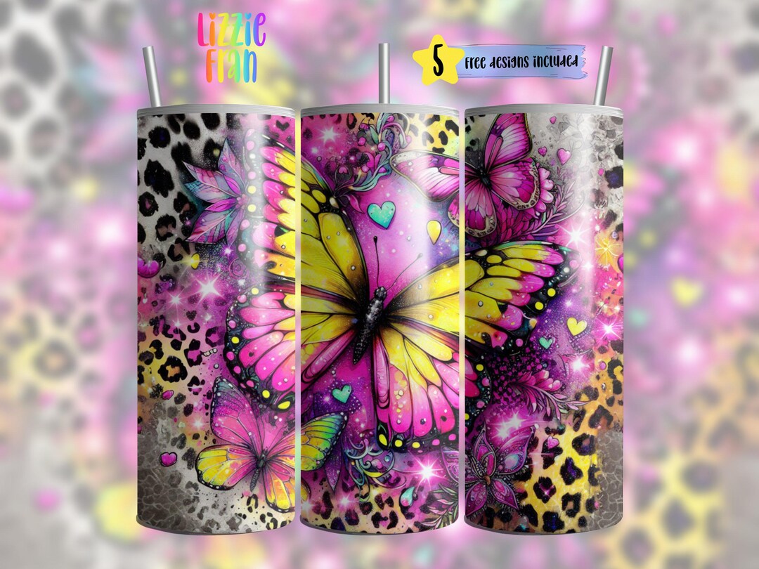 Monarch Butterfly PNG Pink Leopard Wrap Seamless Tumbler Wrap 20 Oz ...