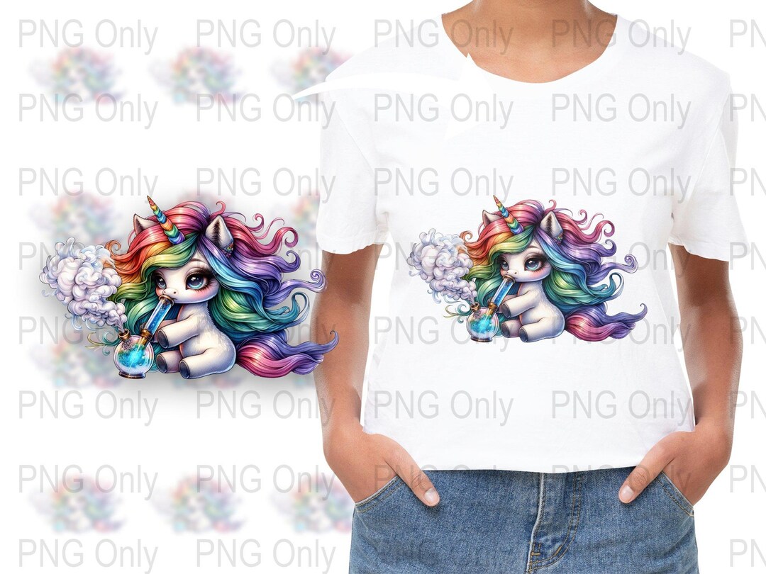 Weed Bong Rainbow Unicorn Magical Colorful Sublimation PNG Only Design ...