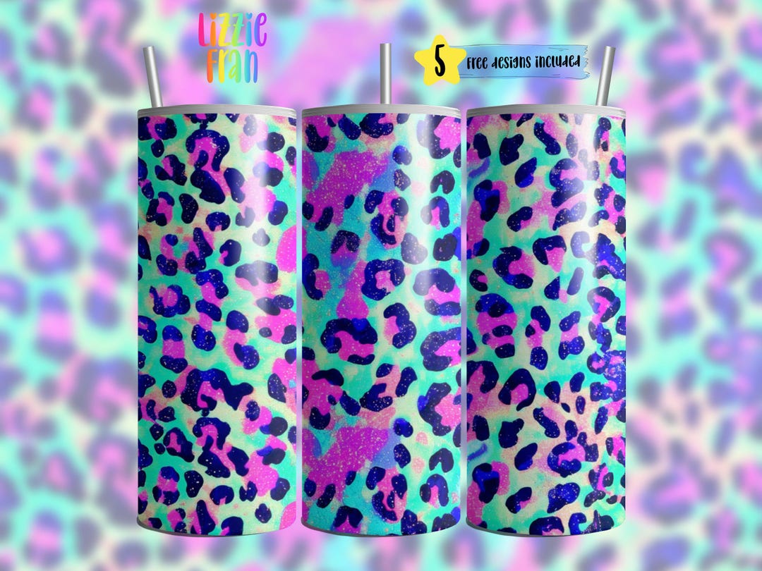 Neon Rainbow Leopard Print Neon Animal Print Seamless Tumbler Wrap 20 ...