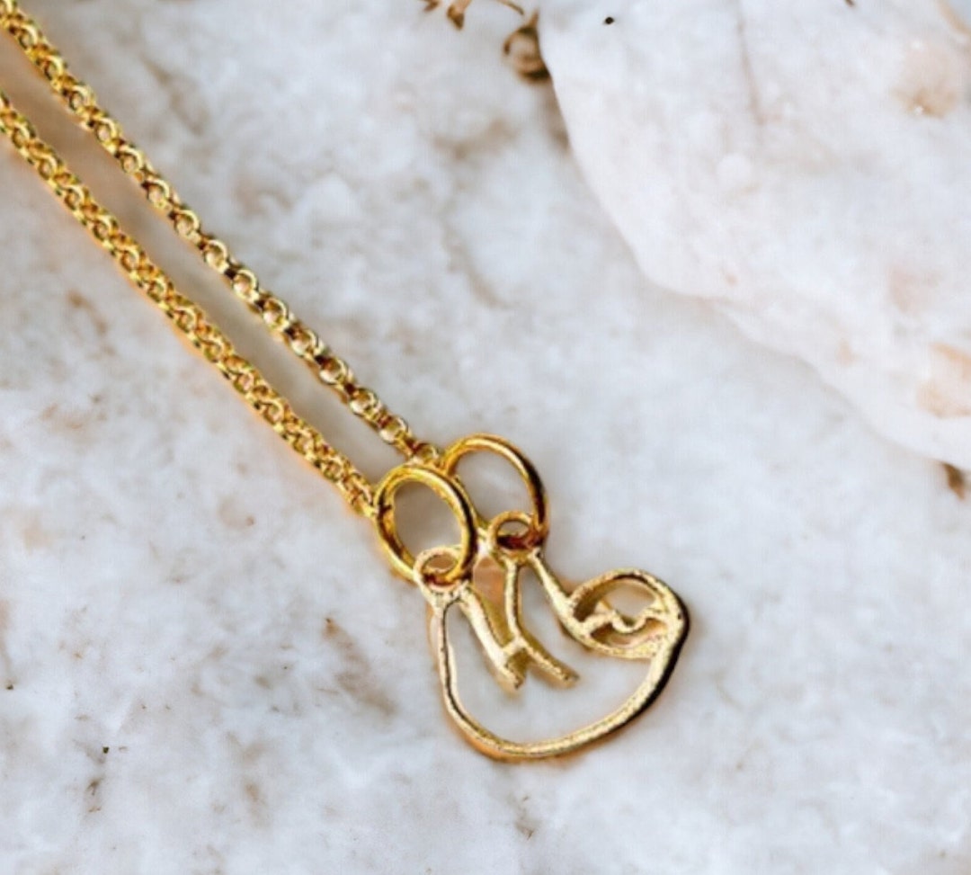 Gold Sloth Necklace, 14 K Gold Sloth Necklace, Sloth Jewelry, Sloth ...