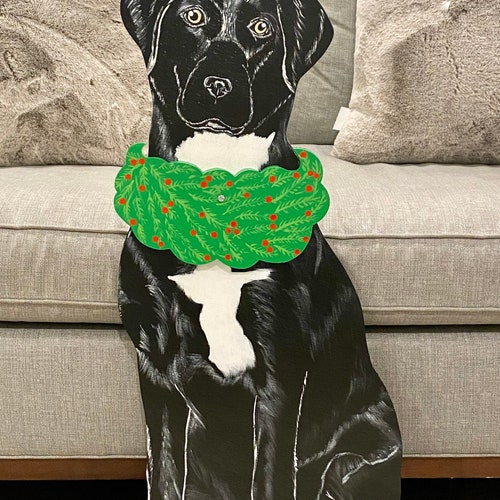 Christmas Labrador With Wreath Outdoor Wood Decoration - Etsy