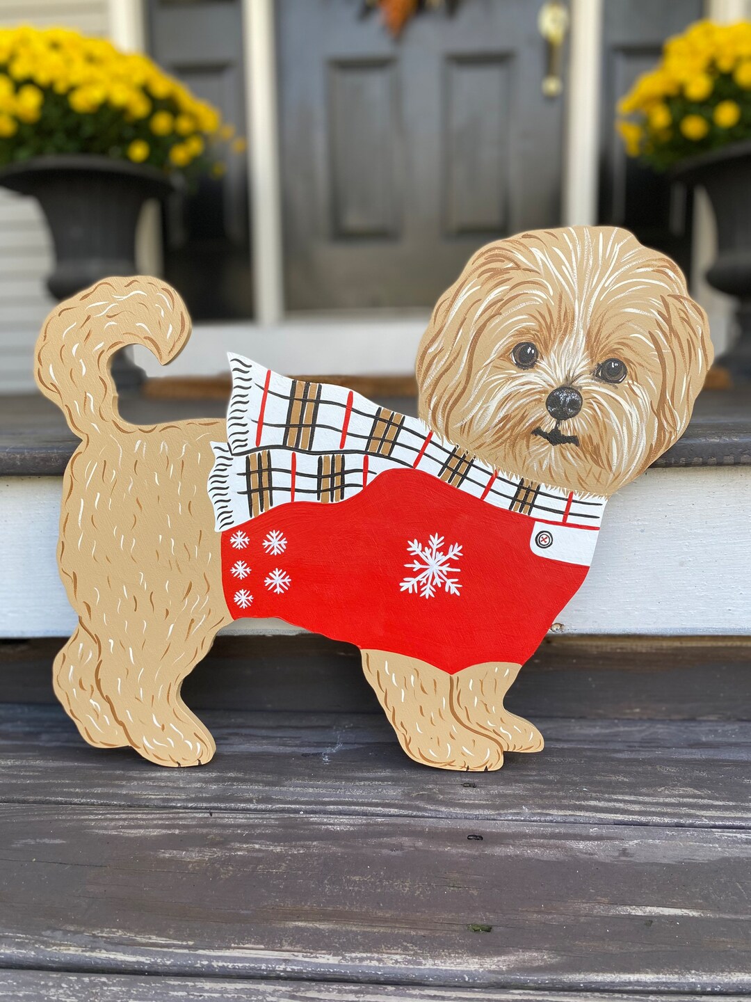 Christmas Maltipoo Dog Wood Outdoor Decoration - Etsy