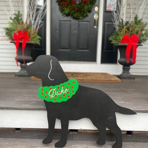Christmas Labrador With Wreath Outdoor Wood Decoration - Etsy