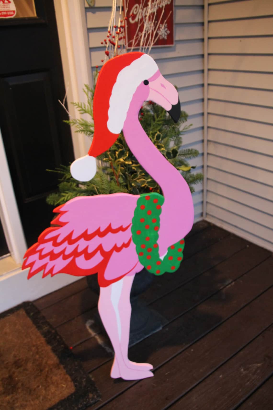 Christmas Flamingo Outdoor Wood Lawn Decoration | Etsy
