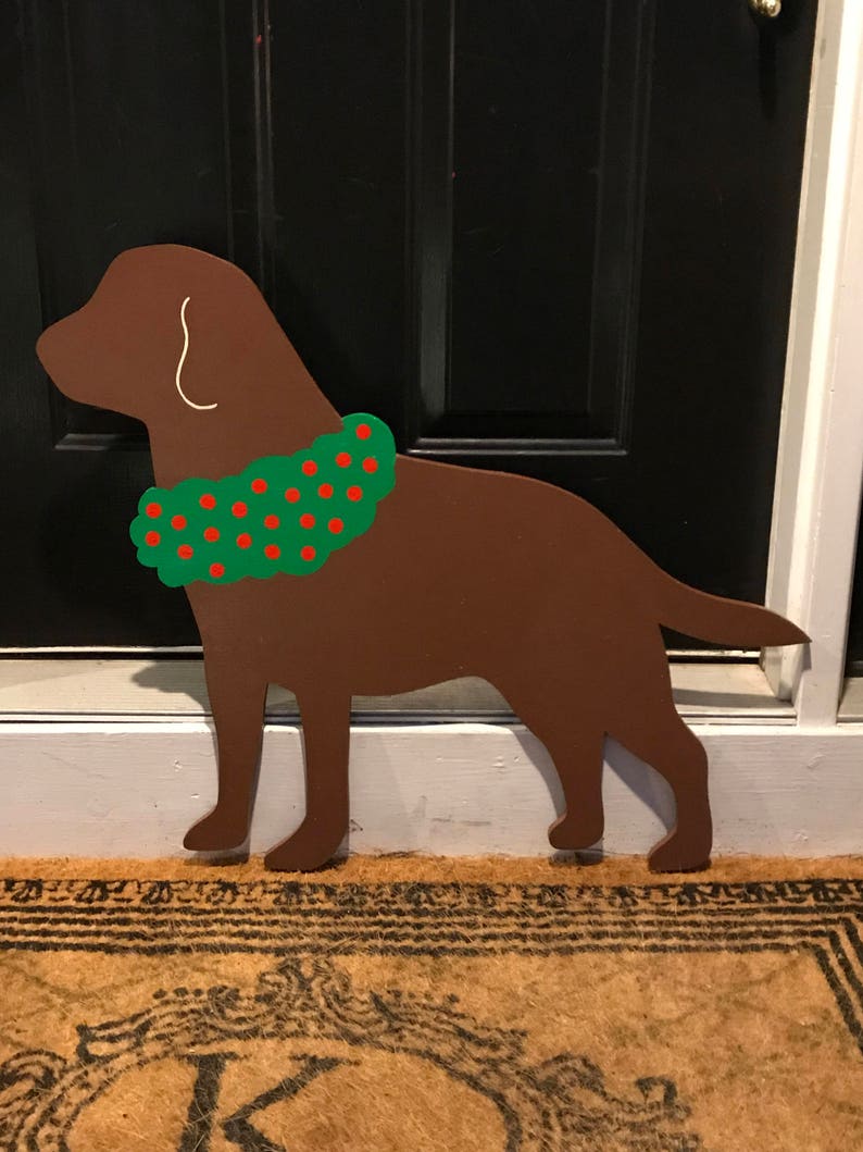 Christmas Labrador With Wreath Outdoor Wood Decoration | Etsy