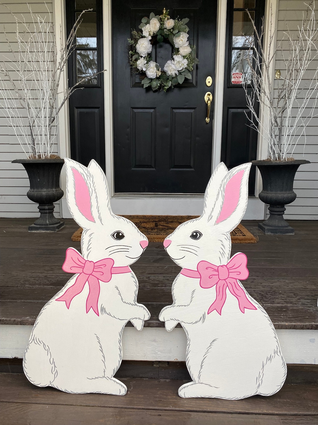 Easter Bunny Pair Wood Outdoor Lawn Decor - Etsy