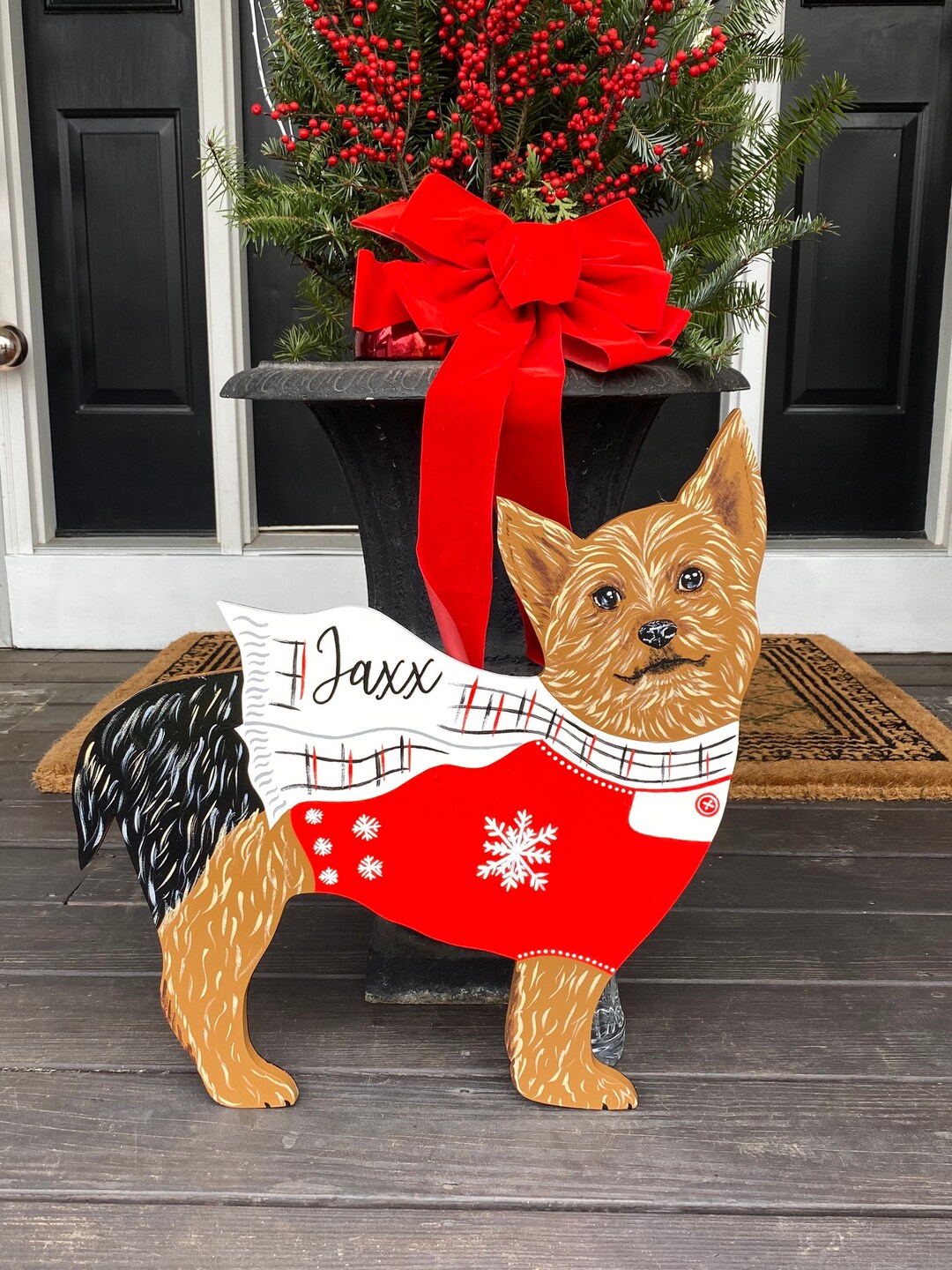 Christmas Yorkshire Terrier Yorkie Wood Outdoor Lawn Decoration - Etsy
