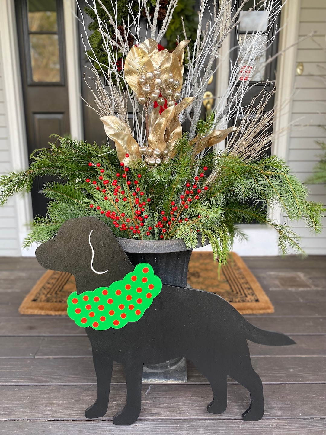 Christmas Labrador With Wreath Outdoor Wood Decoration - Etsy