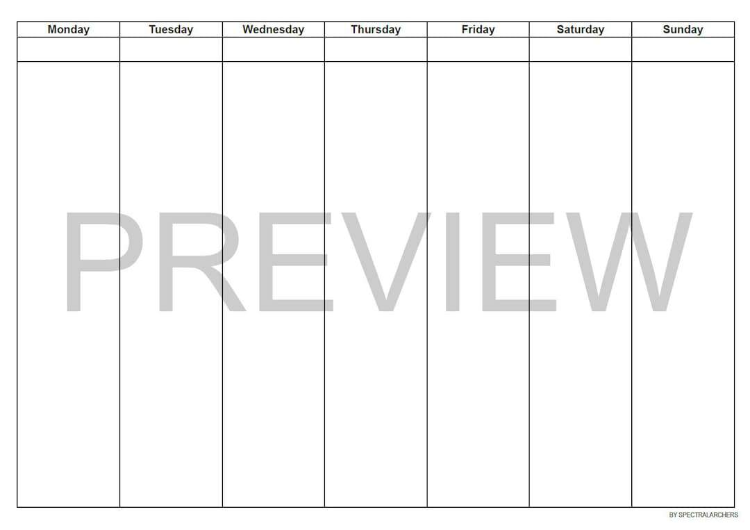 Printable Blank Weekly Calendar Minimalist Planner Template Weekly ...