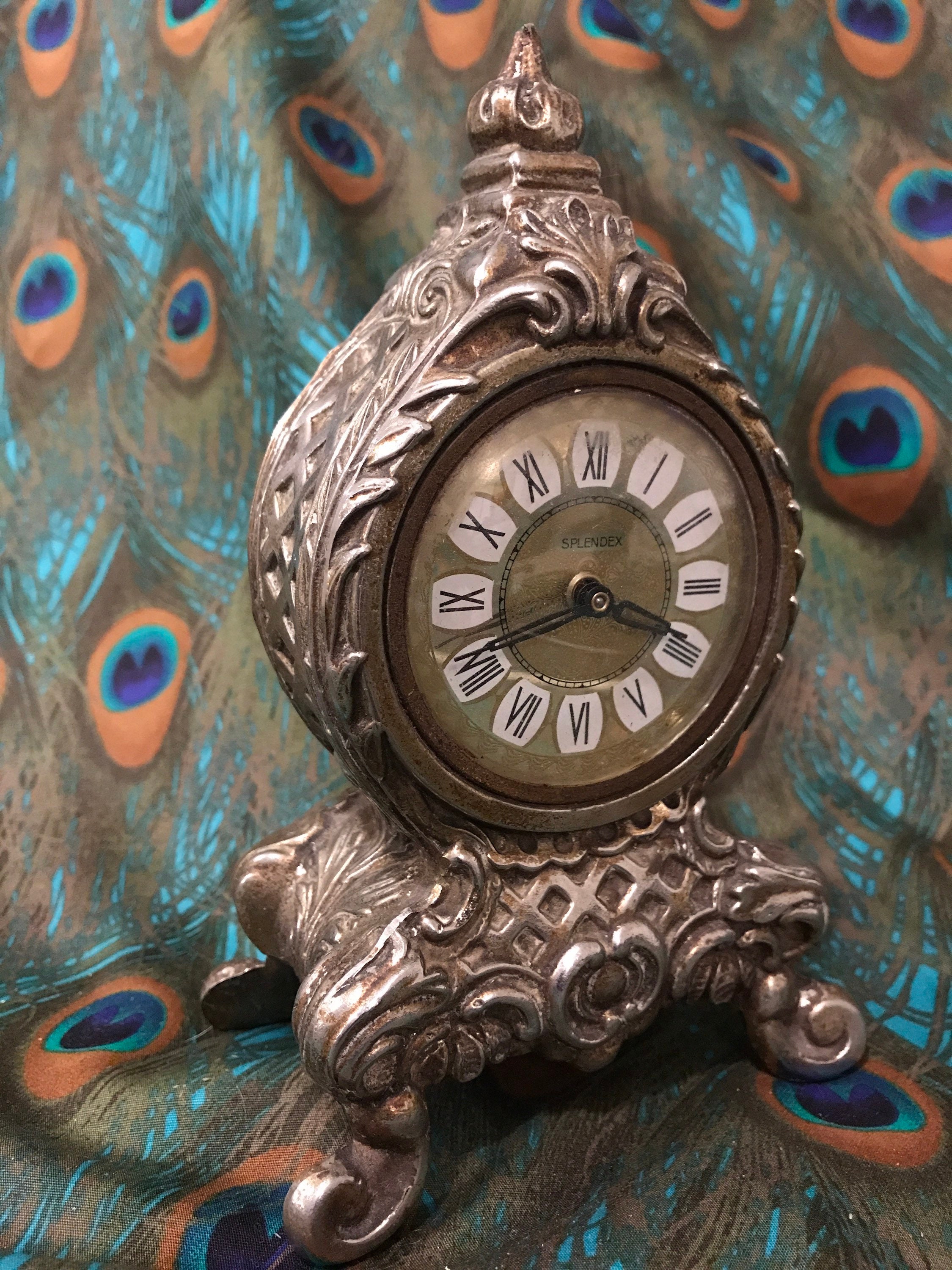 Antique Clock Mantel Display Gilt Gold Decorative Splendex Roman ...