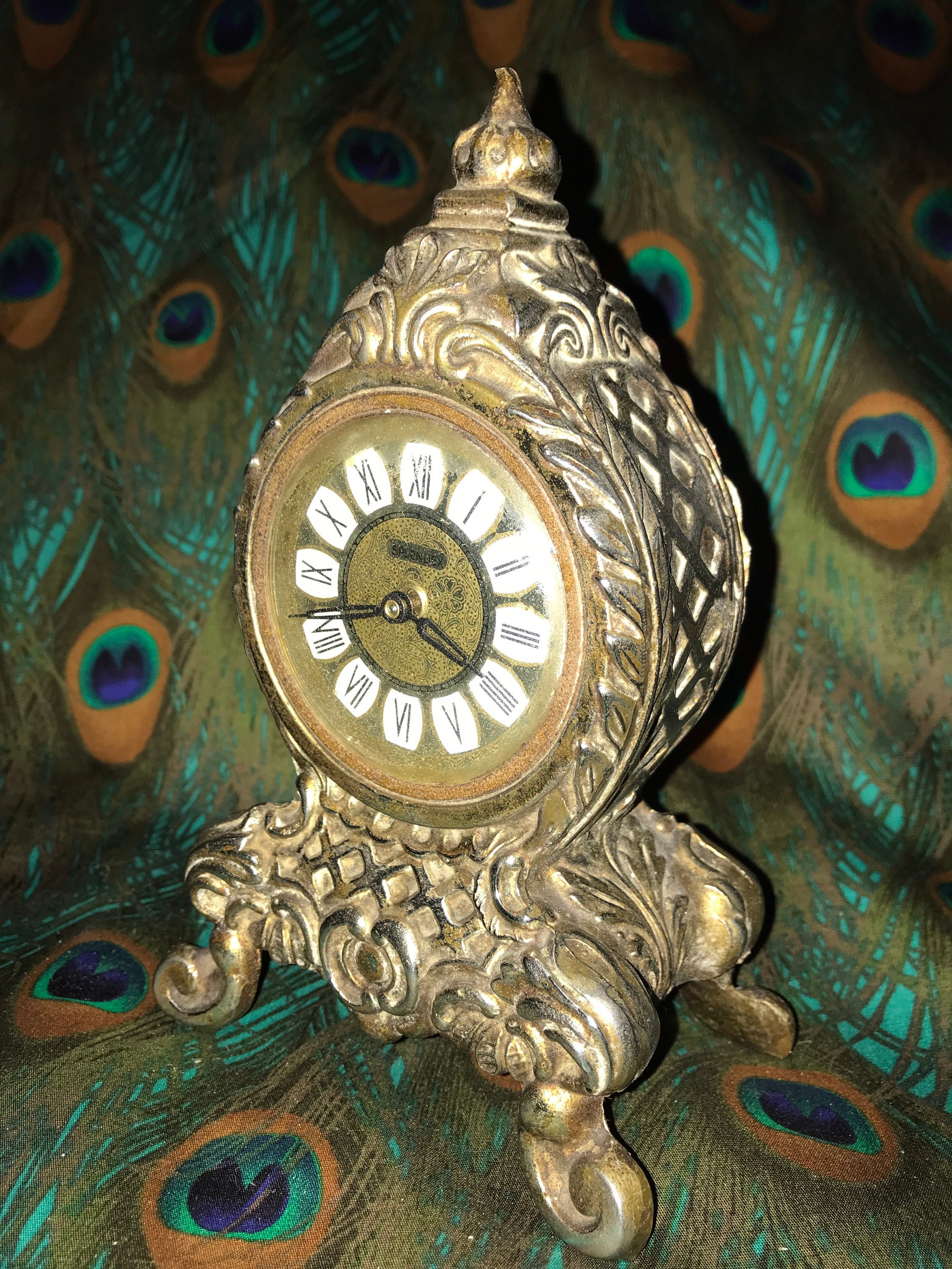 Antique Clock Mantel Display Gilt Gold Decorative Splendex Roman ...