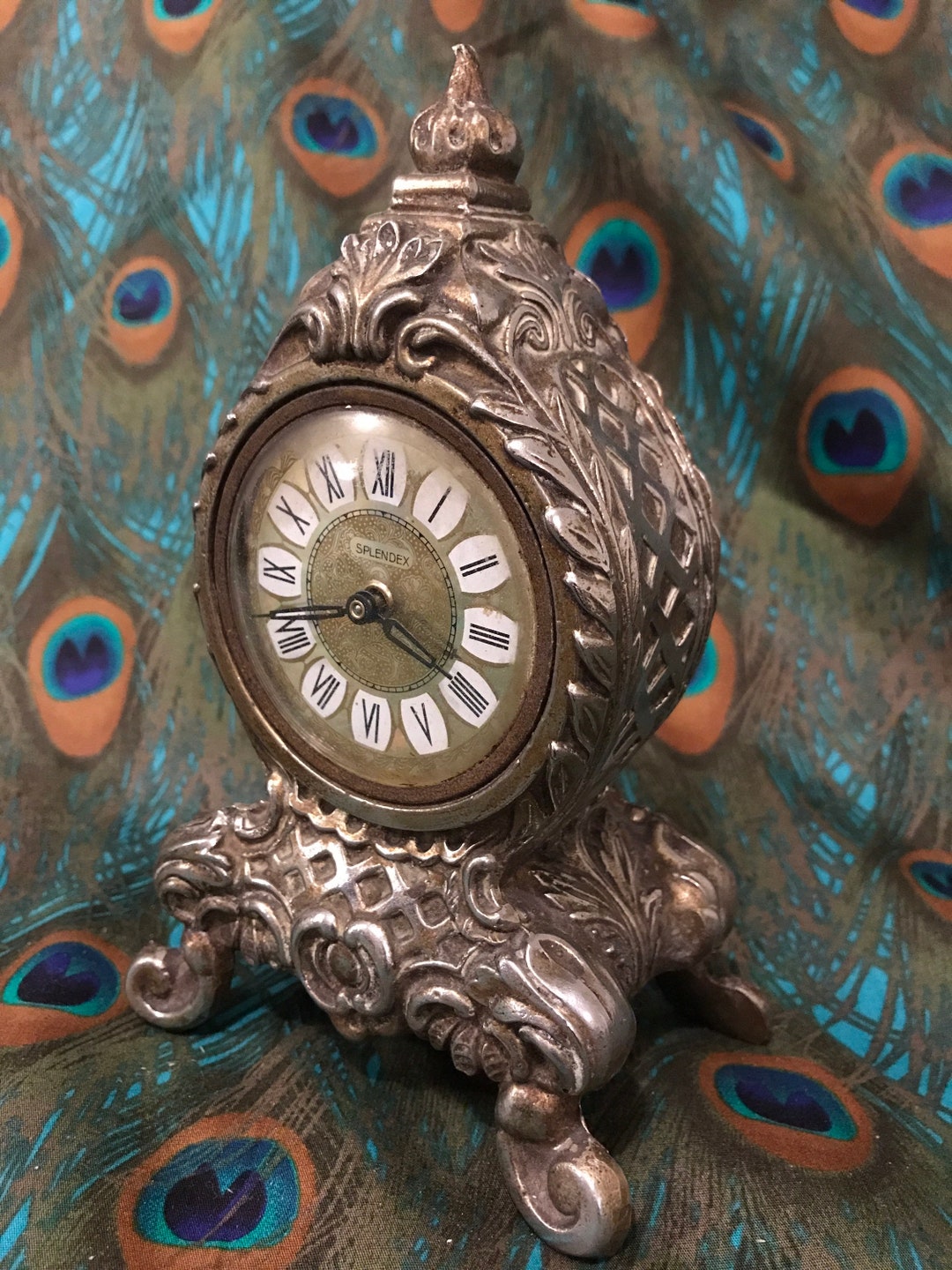 Antique Clock Mantel Display Gilt Gold Decorative Splendex Roman ...