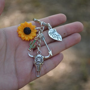 Boho Bull Skull Best Friend Keychain SET || Southwestern, Boho Keychain ...