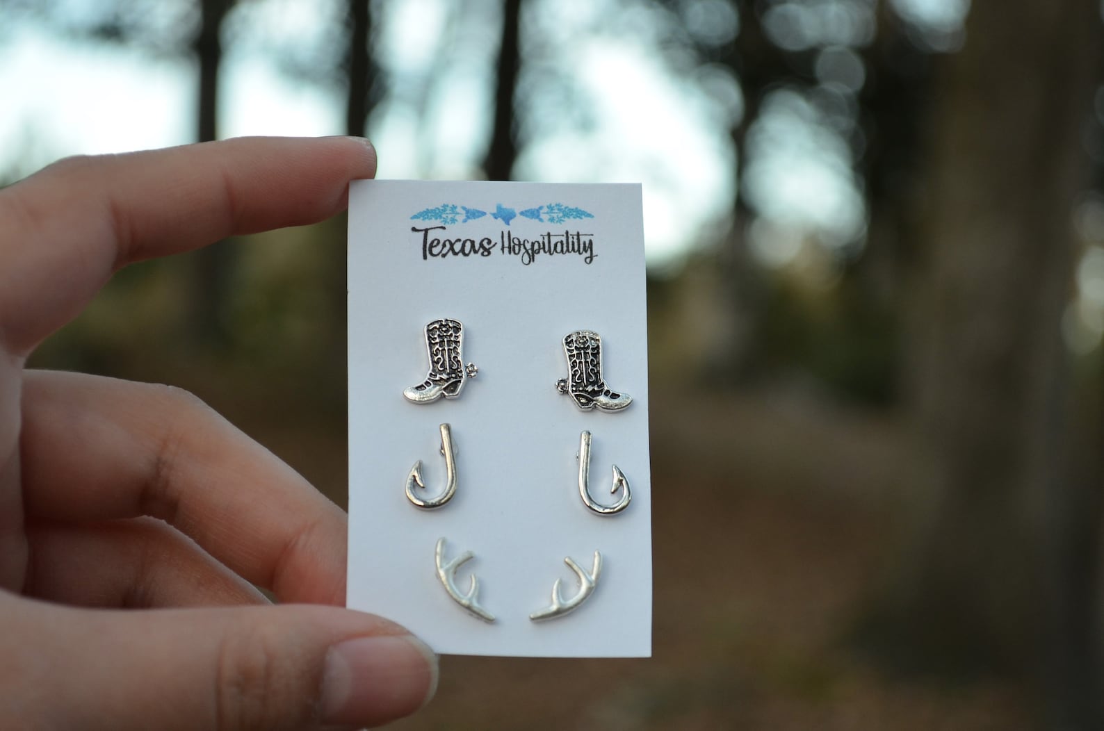 Cowboy Boot, Deer Antler, Fish Hook | 3 Pair Earring Set | Hunting ...