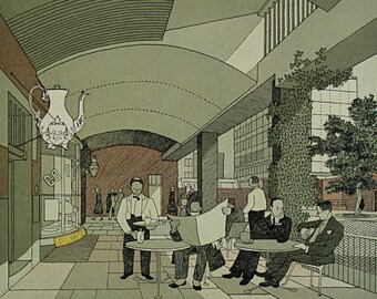 GORDON CULLEN Architectural Press Drawing for City of London, Printed ...