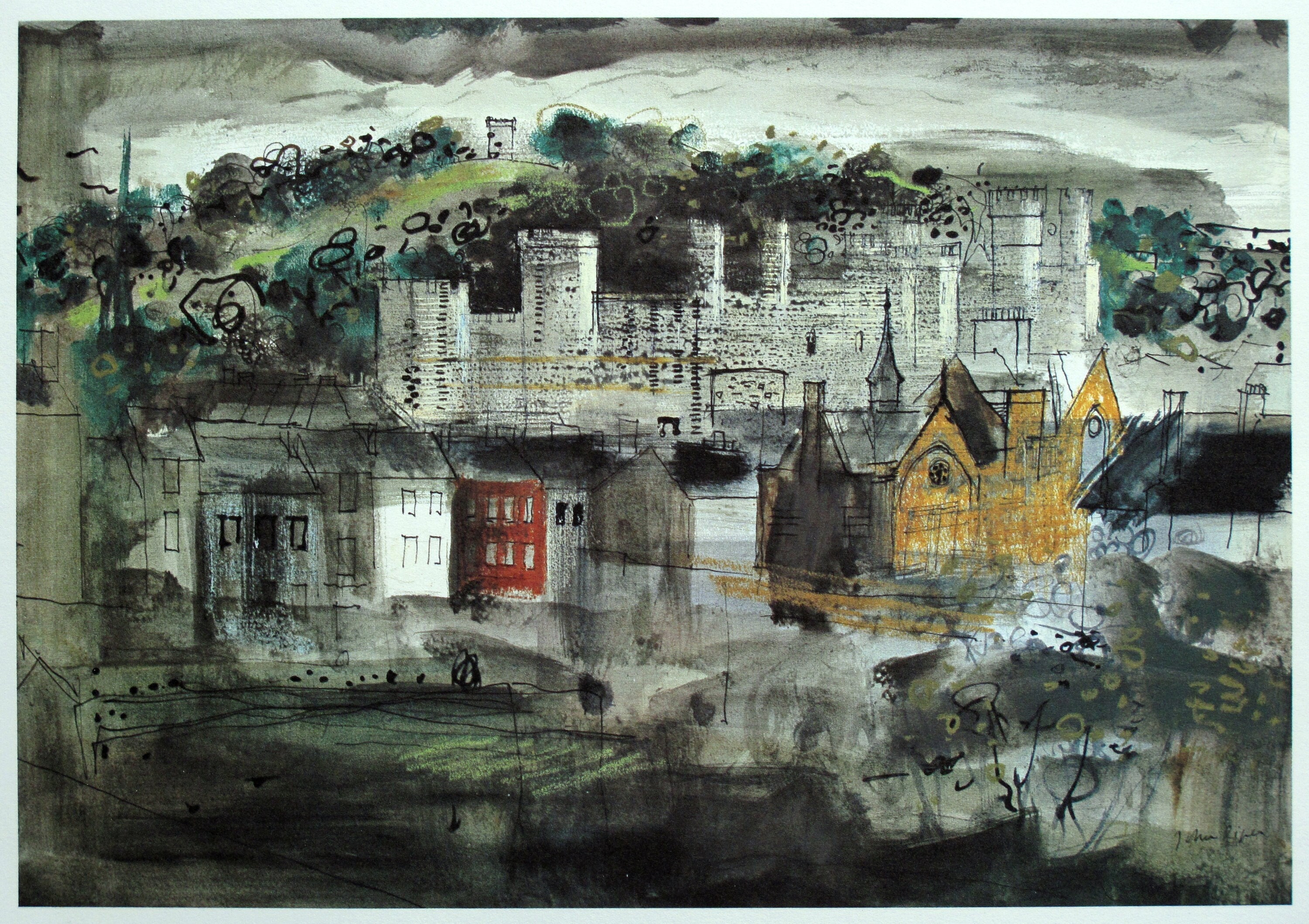 JOHN PIPER Lithographic Book Illustration 1969 - Caernarvon Castle ...
