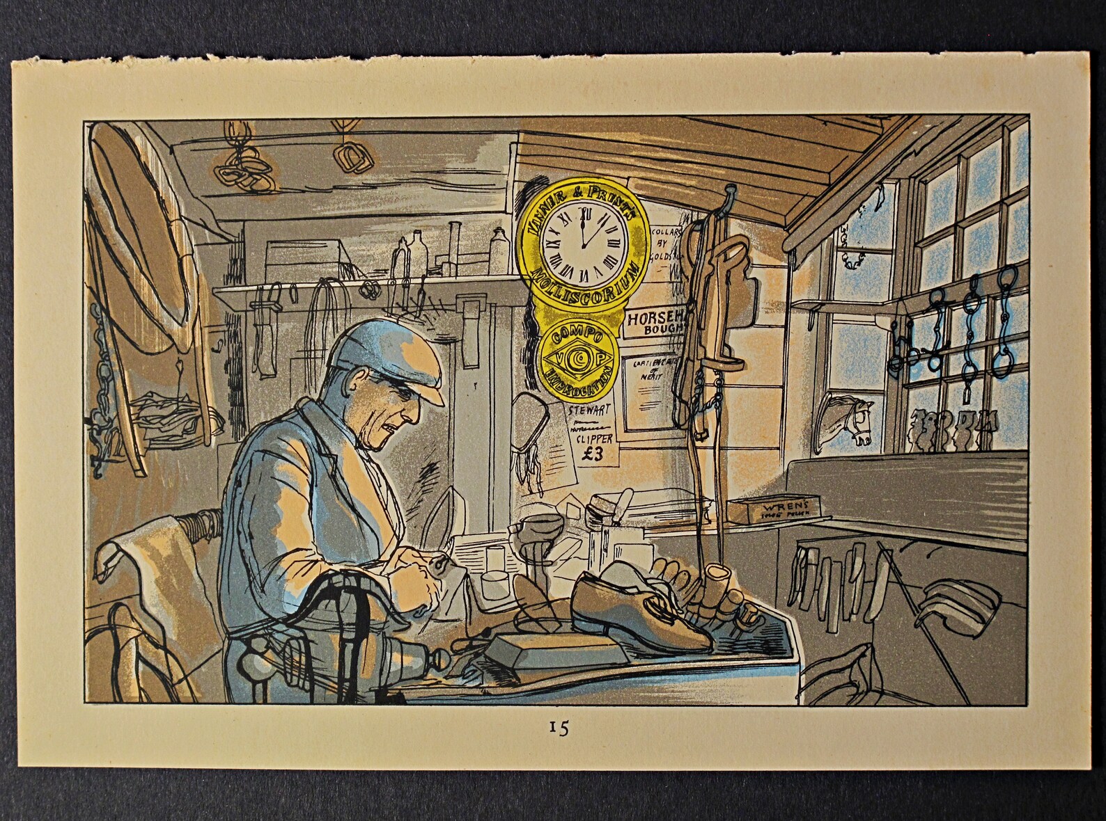 EDWARD BAWDEN Lithographic Book Illustration 1949 - the Saddler's Shop ...