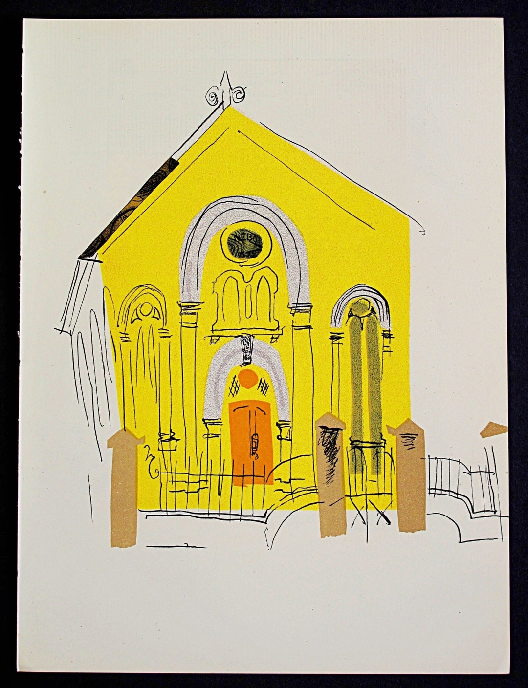 JOHN PIPER Lithographic Illustration From a Collage 'welsh Chapel ...
