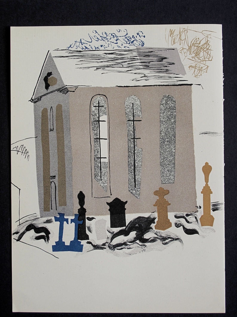 JOHN PIPER Lithographic Illustration From a Collage 'welsh Chapel ...