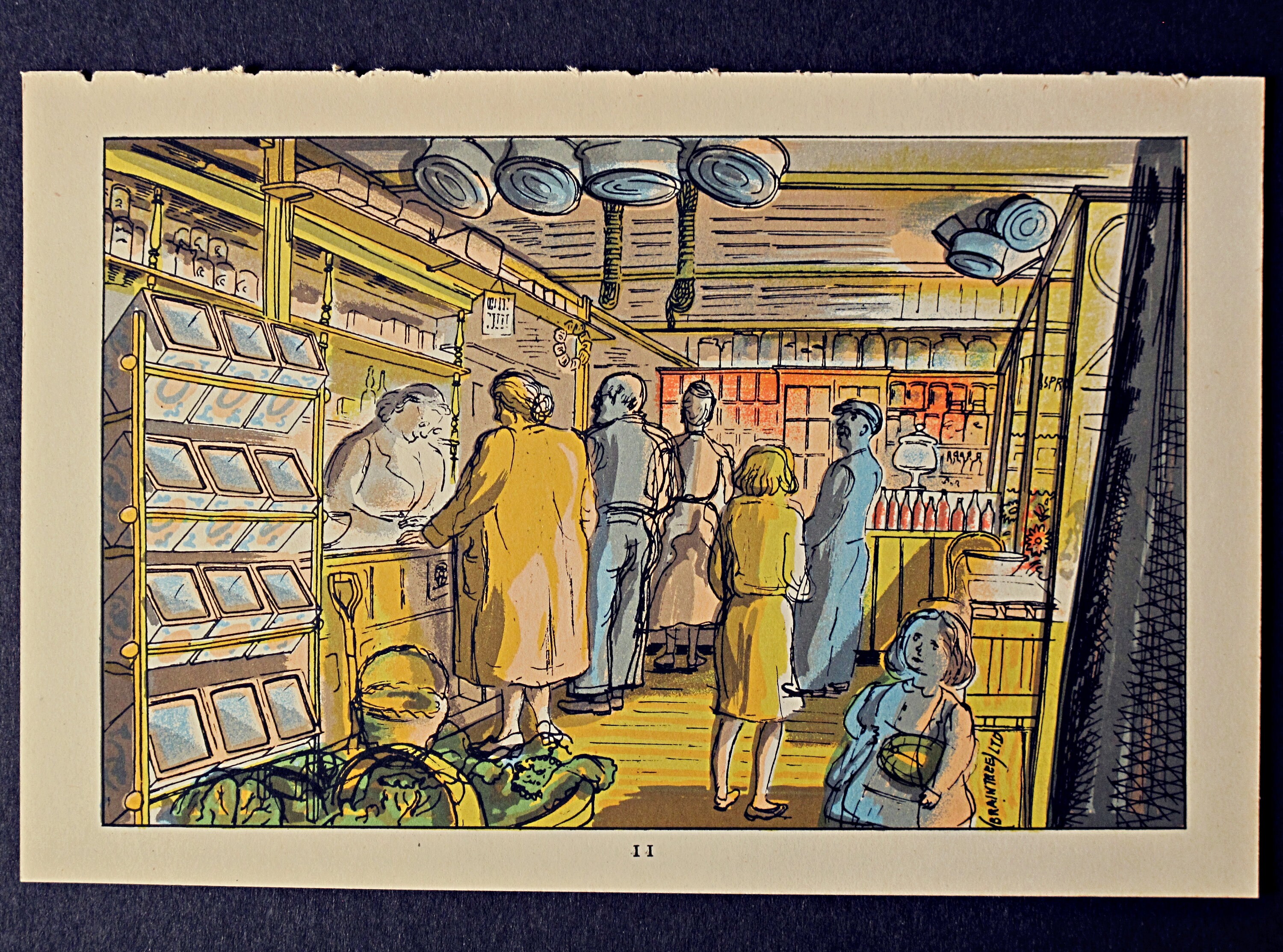 EDWARD BAWDEN Lithographic Book Illustration 1949 - A Village Store ...