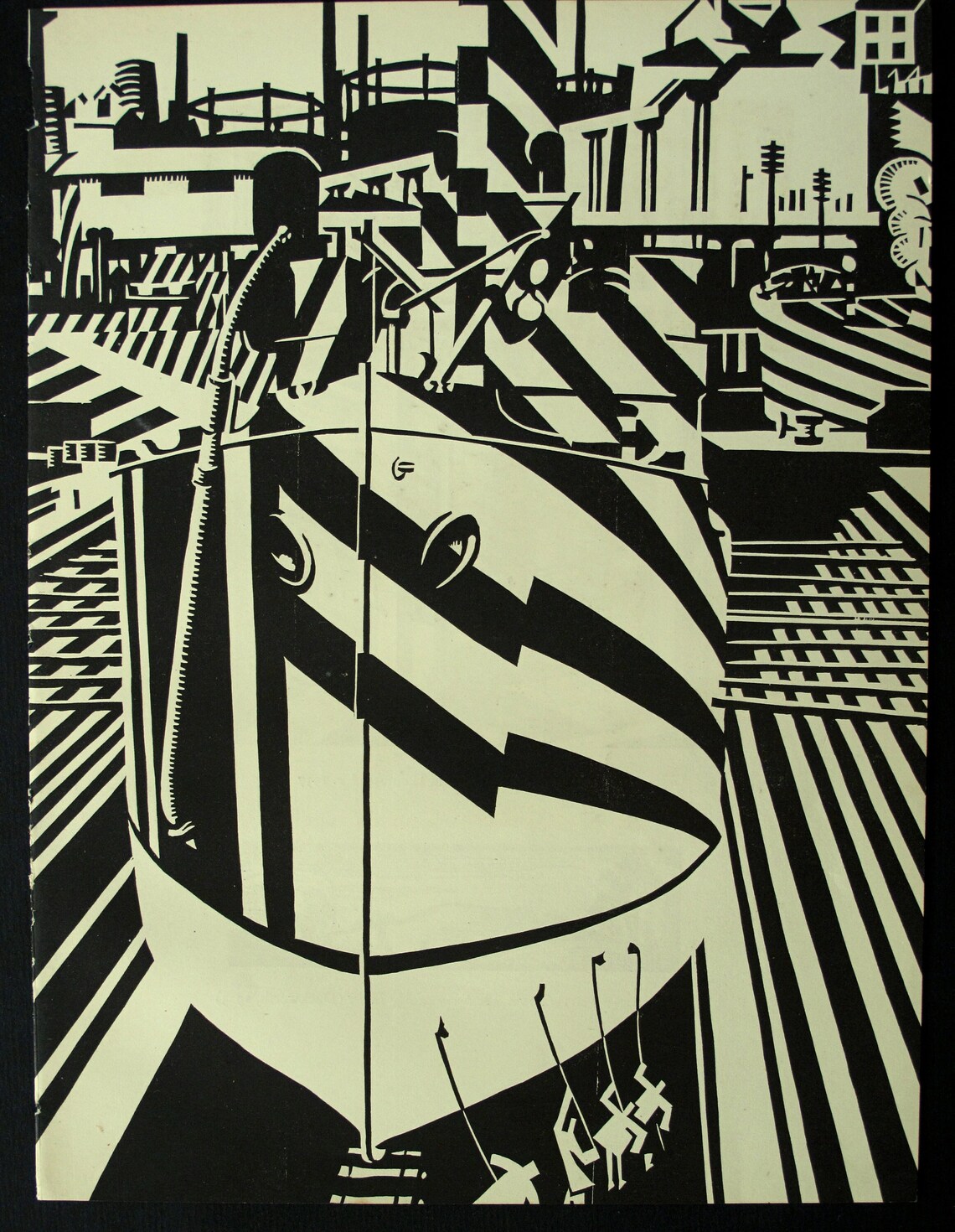 EDWARD WADSWORTH 'in Drydock' Woodcut Illustration From 1951 1st ...