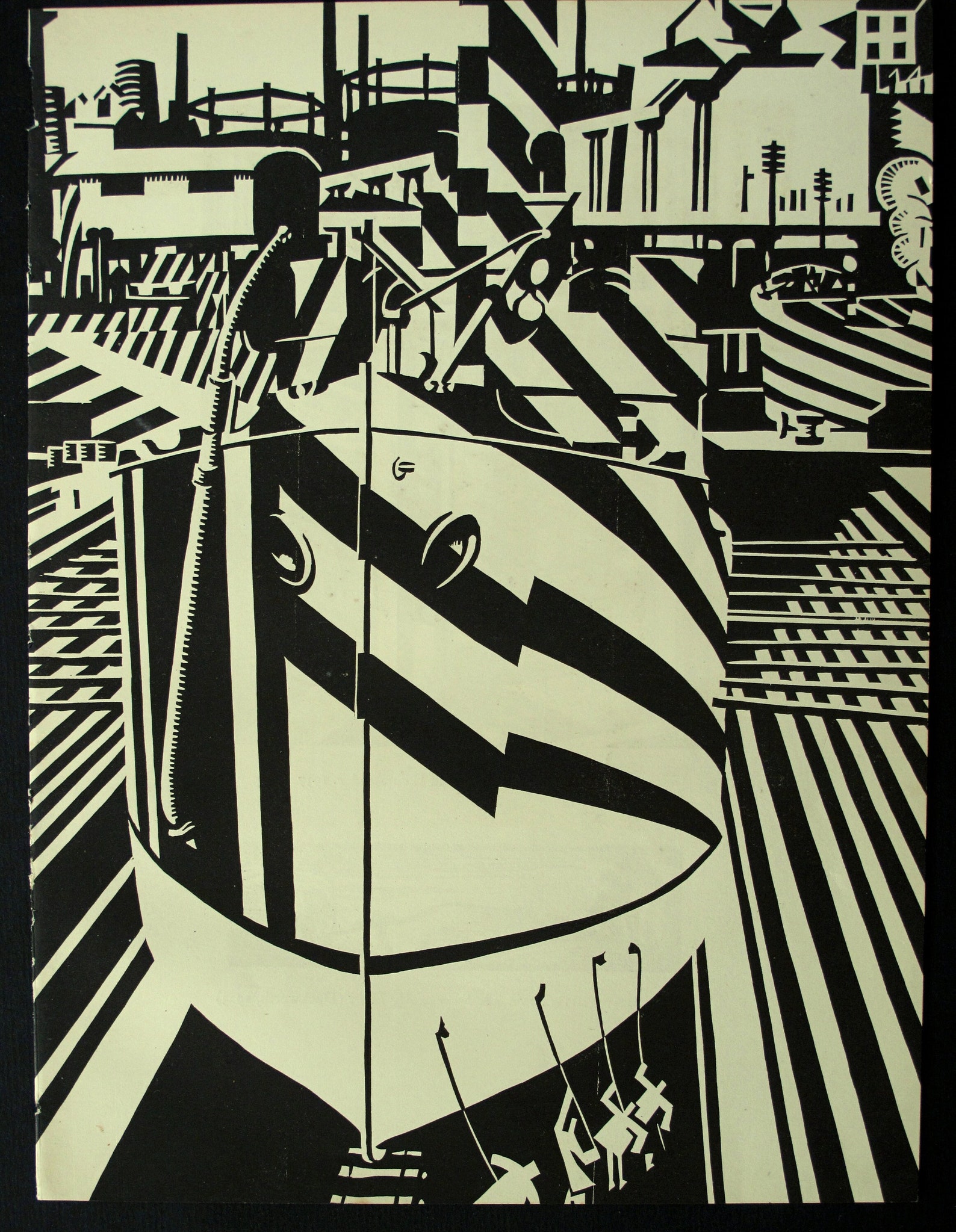 EDWARD WADSWORTH 'in Drydock' Woodcut Illustration From 1951 1st ...