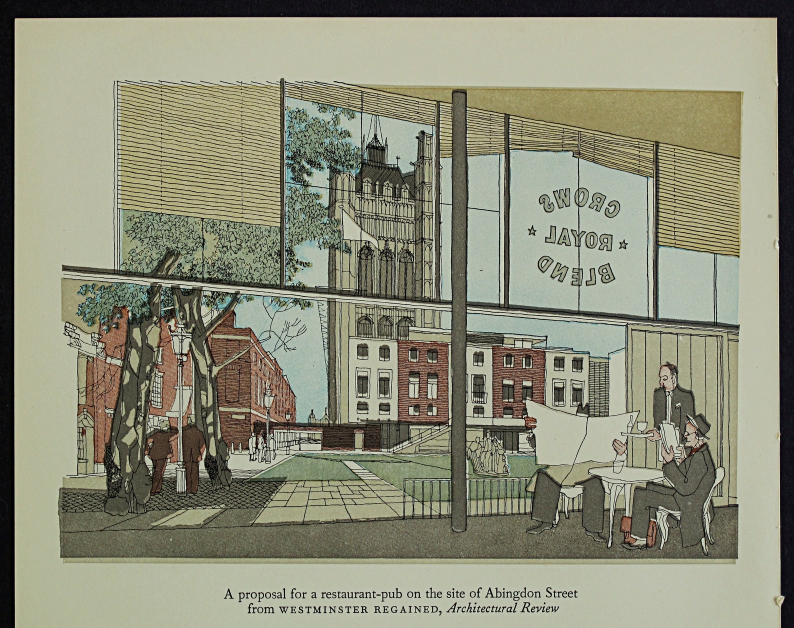 GORDON CULLEN Architectural Press Drawing for City of London, Printed ...