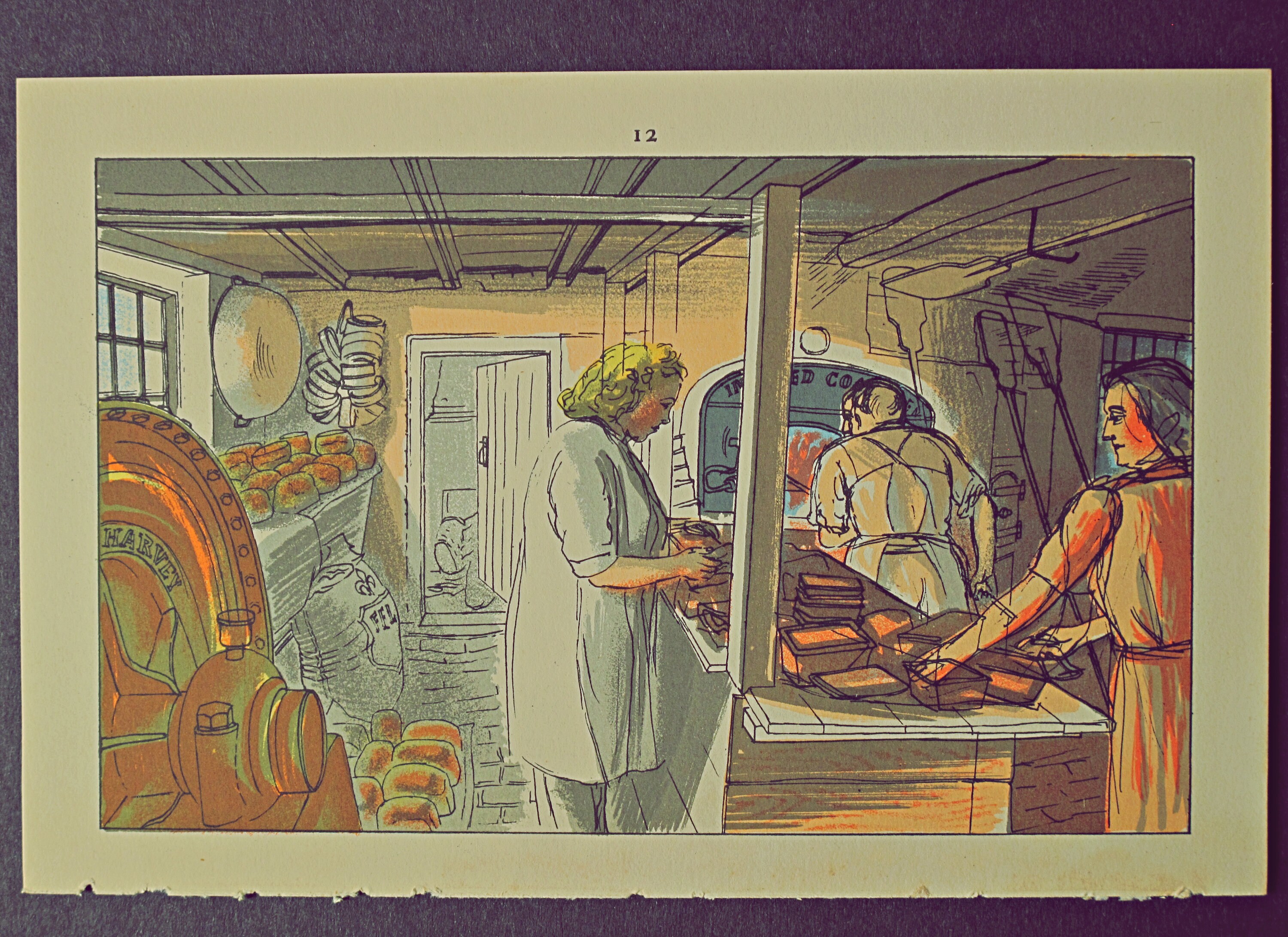 EDWARD BAWDEN Lithographic Book Illustration 1949 - A Village Store ...