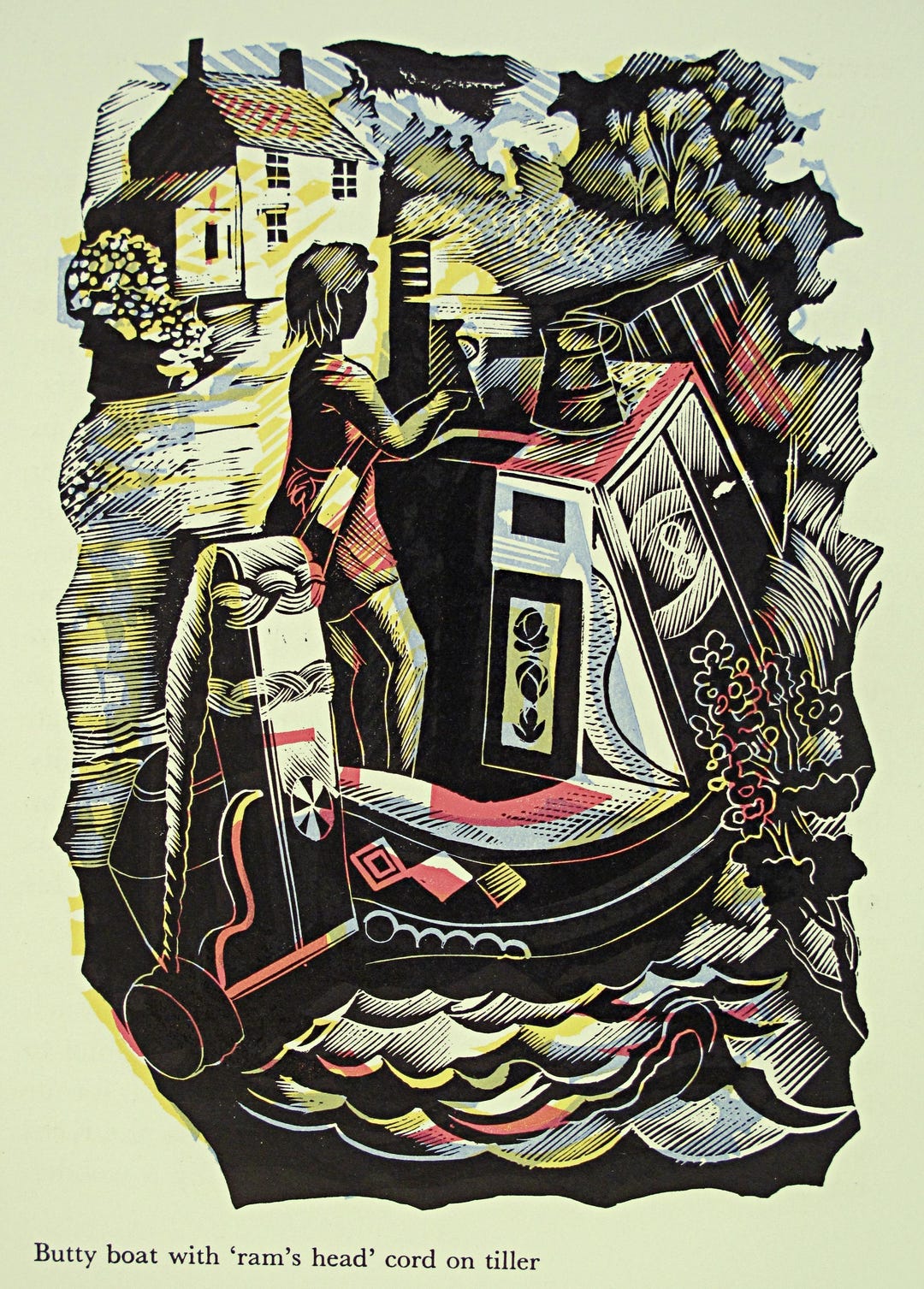 JOHN O'CONNOR Wood Engraving / Linocut Book Illustration From 1950 1st Edition of Canals, Barges ...