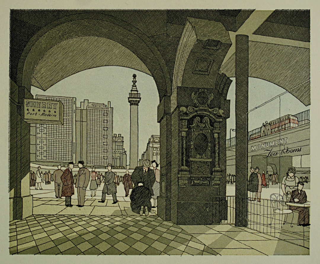 GORDON CULLEN Architectural Press Drawing for City of London, Printed ...