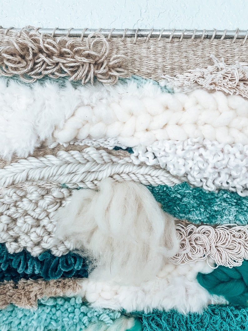 Large Neutral and Blue Wall Hanging. Blue Woven Decor. Bohemian Home ...