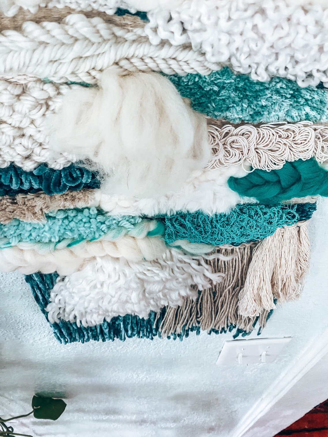 Large Neutral and Blue Wall Hanging. Blue Woven Decor. Bohemian Home ...