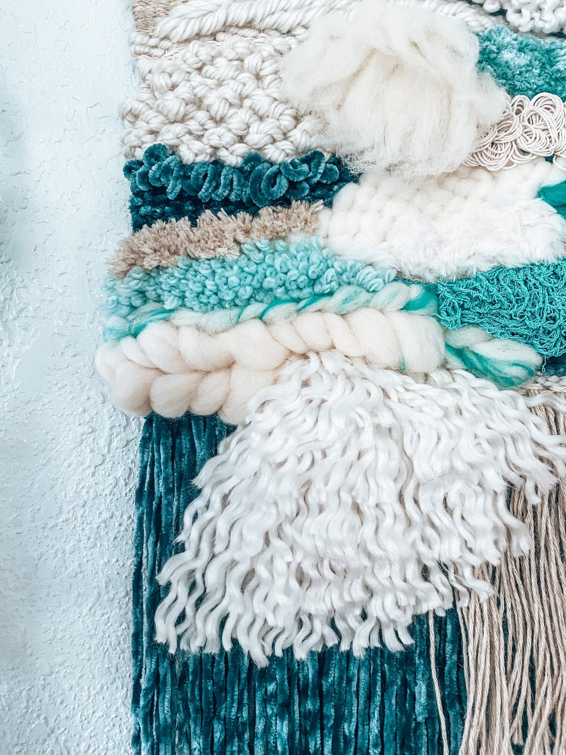 Large Neutral and Blue Wall Hanging. Blue Woven Decor. Bohemian Home ...