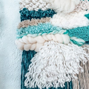 Large Neutral and Blue Wall Hanging. Blue Woven Decor. Bohemian Home ...